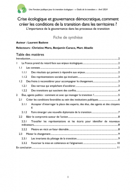 Crise écologique et gouvernance démocratique, comment créer les conditions de la transition dans ...